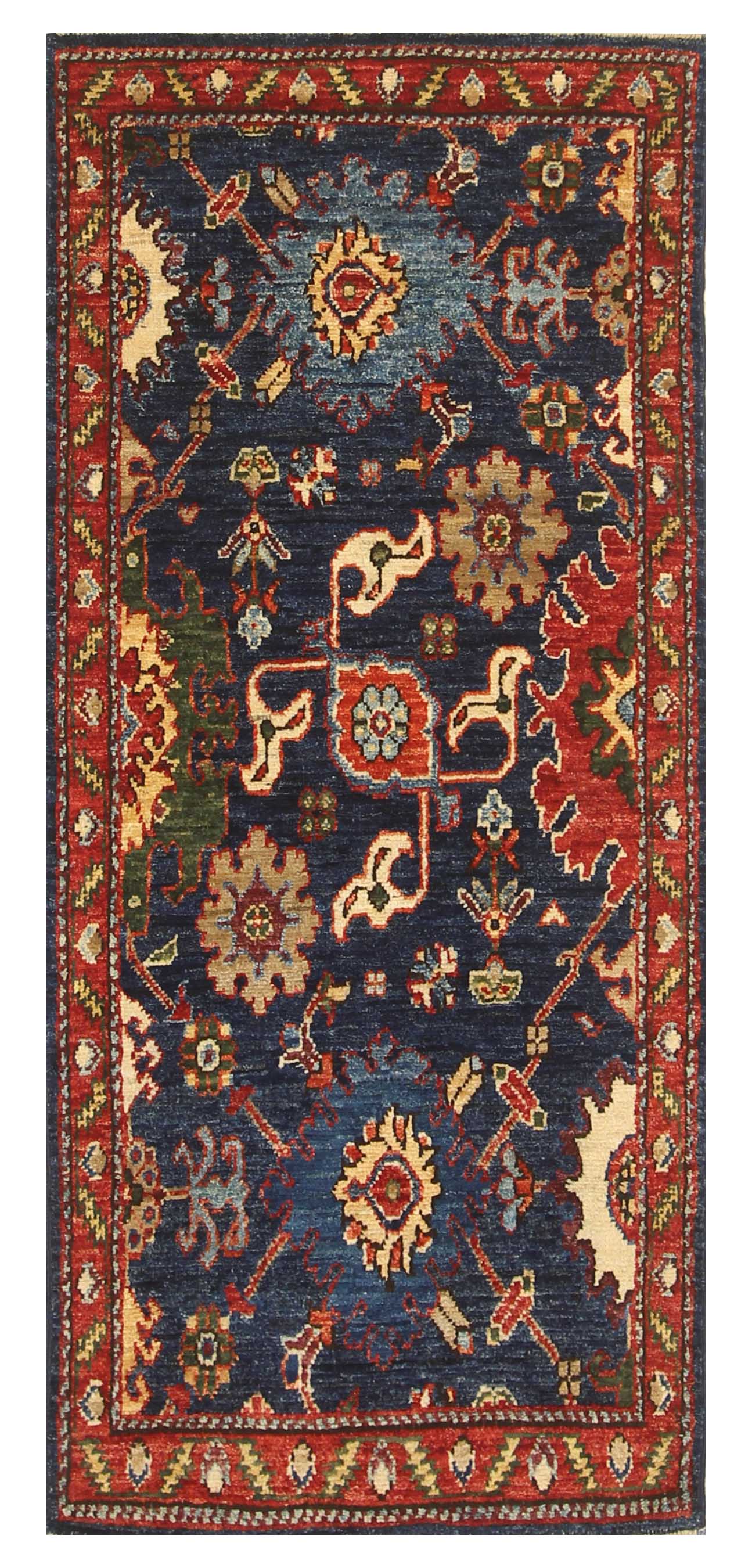 5 Ft Bidjar Navy Blue Persian Style Hand knotted Short Runner Rug ...